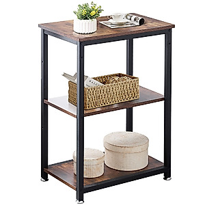 VECELO Tall End Side Table,30" Height Nightstand with 3-Tier Storage Shelf for Living Room Bedroom Office Hallway Study