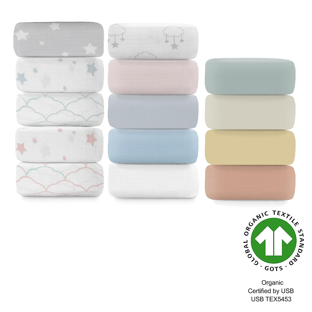 Newton Baby Mini Crib Fitted Sheets (2-Pack) | Organic Muslin Cotton, Ultra Breathable & Soft Baby Sheets, Machine Washable Baby Mattress Sheets, Fits Any Mini Sized Crib 24" x 38", Sage