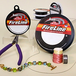 The Beadsmith Fireline by Berkley – Micro-Fused Braided Thread – 6lb. Test, .006”/.15mm Diameter, 50 Yard Spool, Crystal Color – Super Strong Stringing Material for Jewelry Making and Bead Weaving