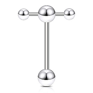 CrazyPiercing Tongue Teaser 316L Surgical Steel Double Barbell with Slave Ring