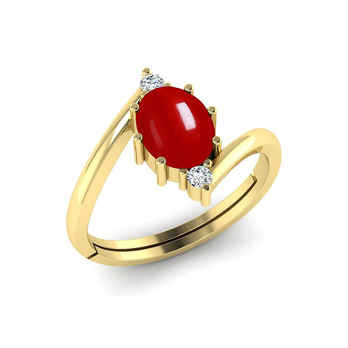 SirDaksh 5.00 Carat Natural Red Moonga Coral Ring For Women And Men
