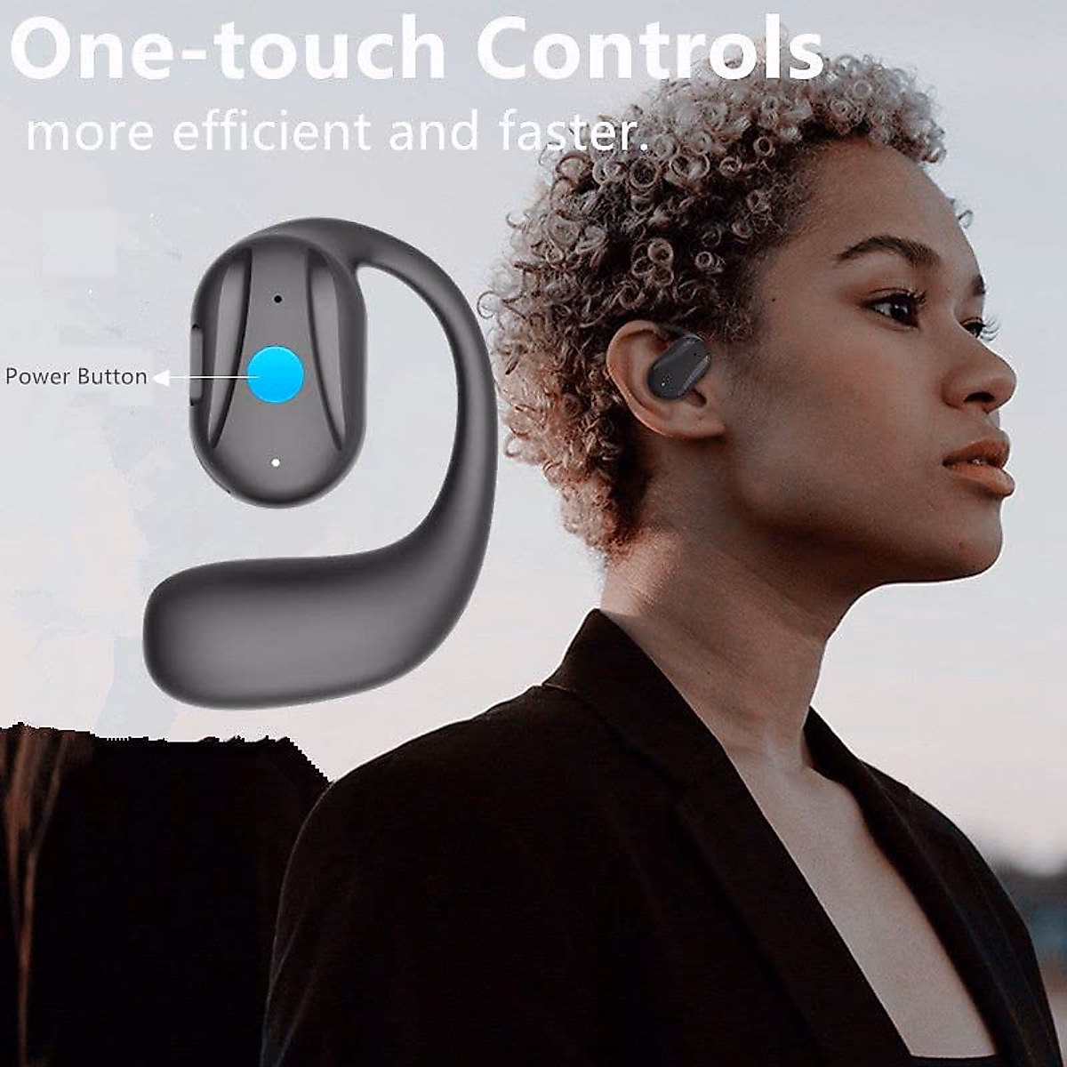 BQXX Open Ear Bluetooth Headphone Single on Ear Bluetooth Headset Wireless Earpiece with earhook Sport Business Earphone Up to 15 Hours Talk Time Left Earphone