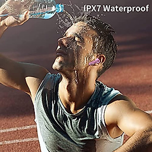 Active Noise Cancelling Wireless Earbuds in-Ear Bluetooth Headphones, IPX7 Waterproof Hi-Fi Stereo Earphones for Smart Phone Computer Laptop (Pink)