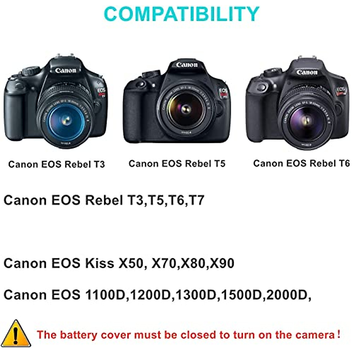 LP-E10 Dummy Battery for Canon EOS Rebel T3 T6 T5 T7 1100D 1200D 1300D 1500D 2000D Kiss X50 X70 X80 X90 Cameras,ACK-E10 DR-E10 Power Adapter Kit by Tengdaxing