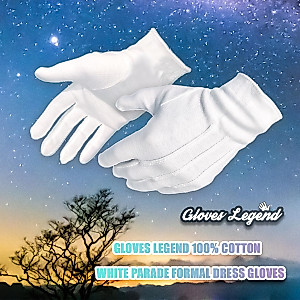 Gloves Legend 3 Pairs (6 Gloves) XL 100% Cotton White Marching Band Parade Formal Attire Costume Gloves For Men