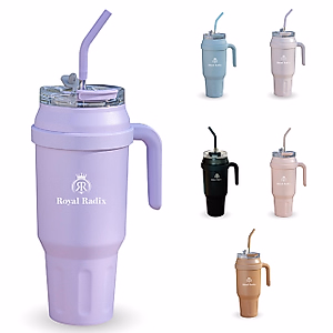 Royal Radix 50 oz Tumbler with Handle, 2 in1 Straw and Lid, Stainless Steel,Traveling Mug, maintain Cold for 24 Hours Hot 12H, Leakproof and Dishwasher Safe