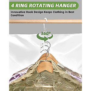 Colemoly Hanging Vacuum Storage Bags Space Saver Bags 4 Pack with 1 Electric Air Pump (49x27.6 Inches) Vacuum Seal Bags for Clothing Vacuum Bags for Travel Moving Supplies