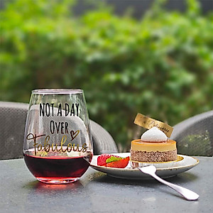 Pokolllee Not A Day Over Fabulous Wine Glass Birthday Gifts for Women, Happy Birthday Gift for Her, Funny Female Wine Glass Gifts for Mom Sister Friends, Christmas Gift for BFF Boss Coworkers Female