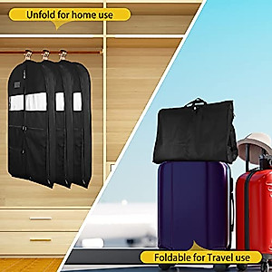 Garment Bags for Travel, Heavy Duty 43" Hanging Suit Bag for Men, Double Sides Zipper & 3 Large Mesh Pockets, Suit Cover for Traveling Monogrammed Closet Clothes Storage