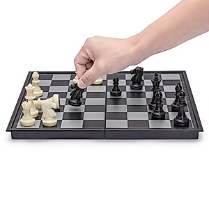 Yellow Mountain Imports 2 in 1 Travel Magnetic Chess and Checkers - 12.5"