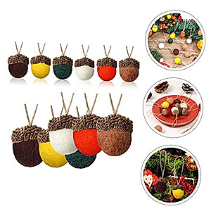 BCOATH 12pcs Pine Cone Pendant Christmas Decor Christmas Ornaments Mini Wreath Felt Acorn Pom Craft Acorn for Autumn Christmas Tree Acorn Miniature Acorns Wool Felt Pendants Plush Acorns