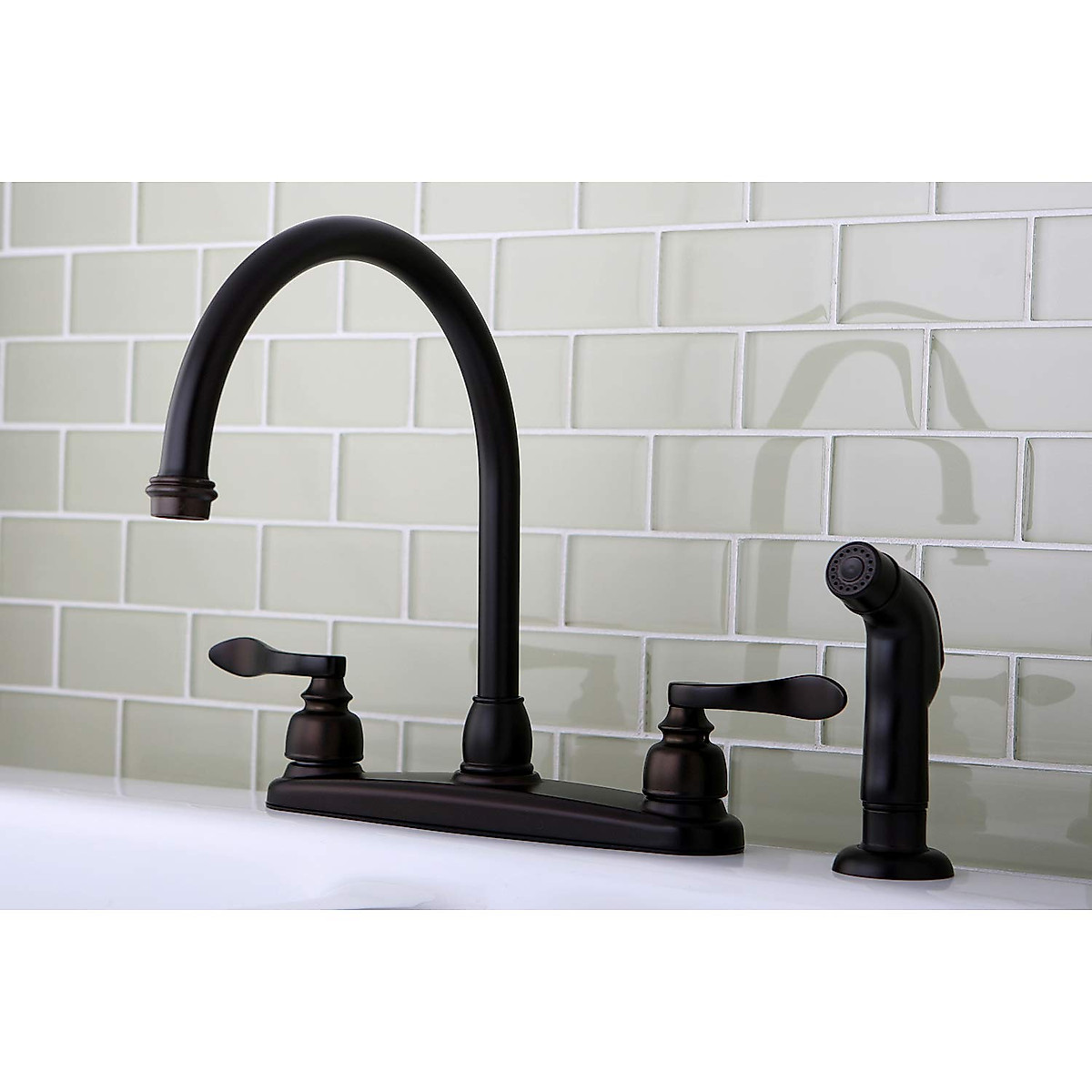 Kingston Brass KB8795NFLSP NuWave French 8" Centerset Kitchen Faucet, Oil Rubbed Bronze