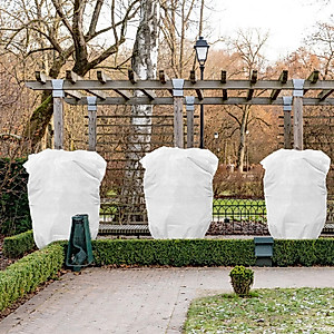 6 Pack Plant Covers Frost Protection Bag Winter Drawstring Plant Covers Winter Reusable Plants Jacket for Fruit Tree Shrub Potted Plants (24" x 31.5")