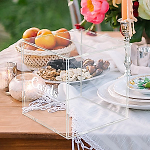 Clear Acrylic Wedding Card Box Large DIY Card Boxes with 4 "Card" Text Stickers Gift Card Box Money Box Holder for Wedding Reception Anniversary Birthday Party Baby Shower Graduation Decorations