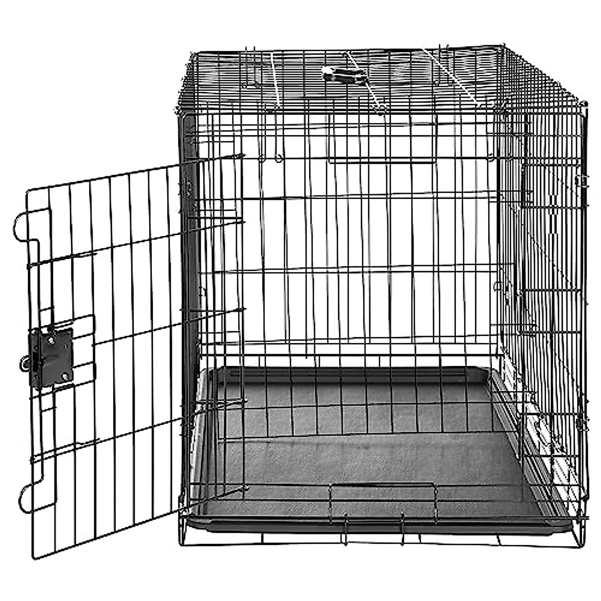 Amazon Basics Durable, Foldable, Collapsible, Portable Metal Wire Dog Crate with Tray, Single Door with Divider Panel, Easy to Assemble & Clean, 36 x 23 x 25 in, Black