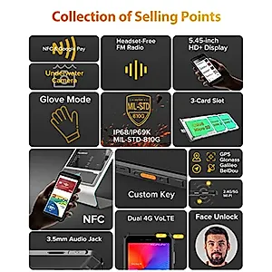 Ulefone Power Armor X11 Pro Rugged Smartphones Unlocked, IP69K Waterproof Phone, 8150mAh Battery, Android 12, 8-Core 8GB+64GB, 16MP AI Camera, 5.45'' HD+, 3-Card Slots, Dual 4G, GPS, NFC