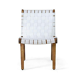 Christopher Knight Home Charlotter Outdoor Lounge Chair, White + Teak