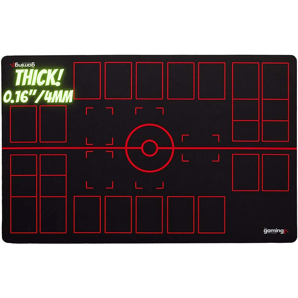The Gaming Mat Company 2 Player Compatible Pokemon Playmat for Pokemon Cards - 28" x 18" x 0.16" Black & Red Battle Mat Stadium Board for Pokemon TCG Playmat Game & Pokemon Mat Trading Card