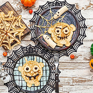 Watayo 10 Pcs Halloween Spider Web Placemats- 15 Inch Heat Insulation Halloween Placemats Spider Web Table Mats- Hollow Out Spiderweb Coasters Placemat for Dining Table Halloween Decoration