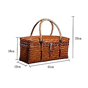 UPJAKS Creative Handmade Wicker Picnic Basket with Lid and Movable Handles Features A Wood Lock Camping, Day Travel, Beach, Hiking, BBQ and Family