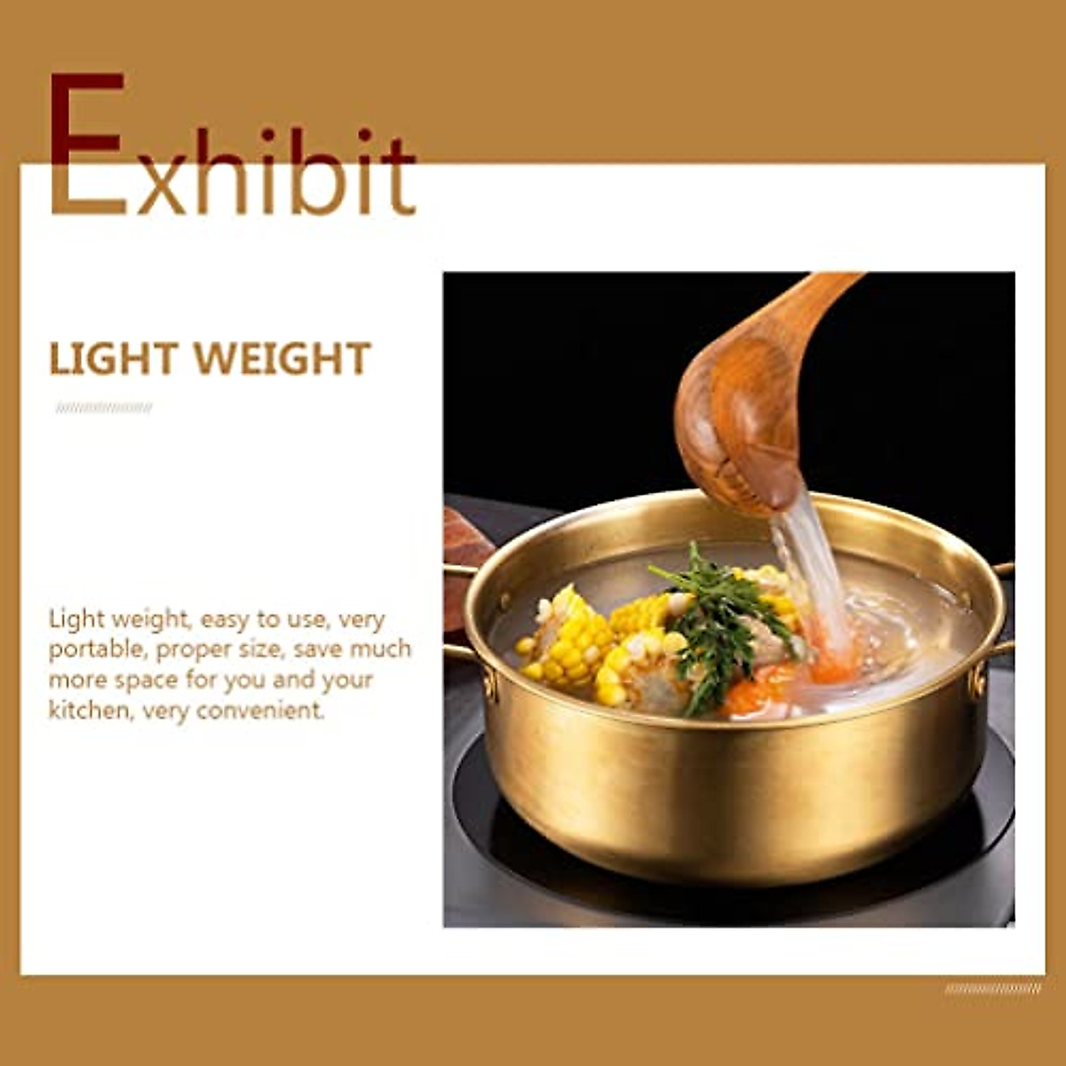 BESTonZON Instant Noodle Pot Ramen Noodle Pot Fast Noodles Cooking Pot Casserole Dish with Lid Korean Ramen Pasta Pots Korean Noodle Bowl Large Pot for Cooking Gold Pot Food Soup Pot Kettle