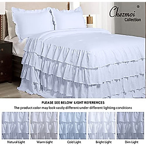 Chezmoi Collection Celia 3-Piece Waterfall Ruffle Skirt Bedspread Set - French Country Chic Farmhouse - California King, White