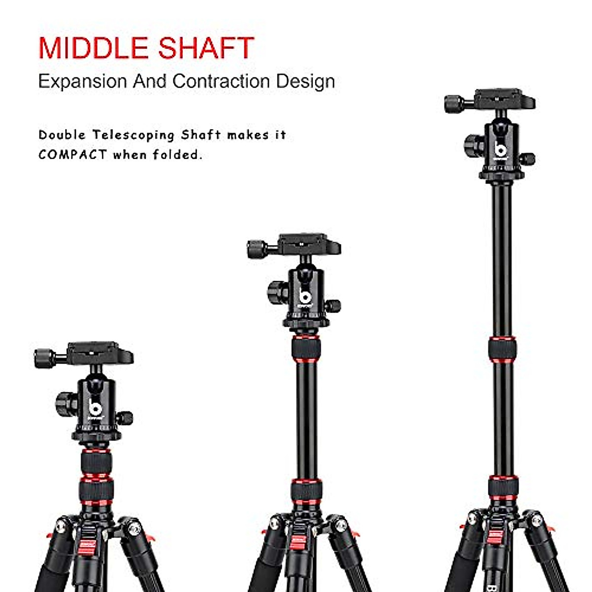 BONFOTO B690A Camera Tripod for Travel,Lightweight Aluminum Portable DSLR Tripod with 360 Degree Ball Head and Carry Bag, Camera Stand for Ring Light & Canon Nikon Sony DSLR