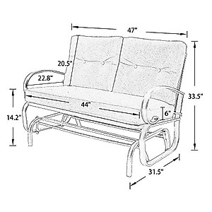 Iwicker Patio Glider Bench Swing Chair Outdoor Rocking Loveseat with Cushions (Navy Blue)