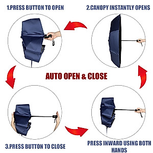 Jexine 6 Pcs Travel Compact Umbrella Automatic Open Close Windproof Small Light Backpack Purse Car Portable Collapsible Umbrella for Rain, Men Women(Navy Blue)