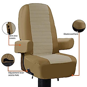 Classic Accessories Over Drive RV Captain Seat Cover, Motorhome Seat Cover, 23.5"W x 23.5"H, Tan/Beige