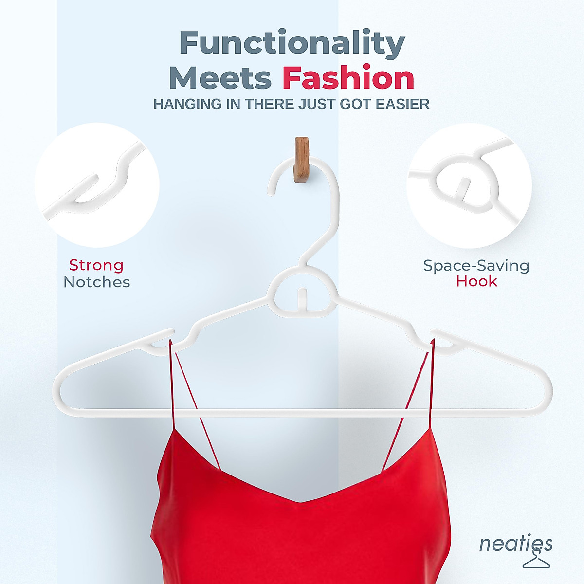 24pk Attachable Clothes Hangers - Heavy Duty Plastic Hangers for Closet Organization, Space Saving Hangers for Pants, Shirts, and Coats - Space Saver Hangers, Closet Space Triangles - Made in USA