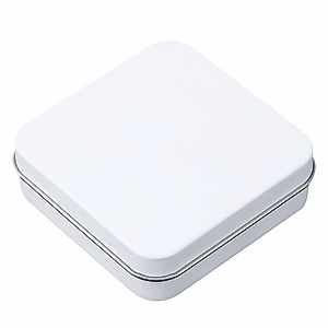 BEIDUOYANG Cute Tiny Storage Cases Sealed Design Metal Tin Practical Box Containers For Jewelry Candy Headrope Condom Sundries Metal Tin With Lids For Home Dorm, White