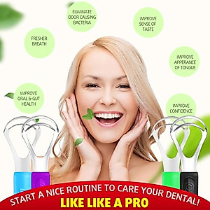 Cbiumpro 4-Pack Tongue Scraper for Adults & Kids, Stainless Steel Tongue Cleaner with Travel Case, Reduce Bad Breath