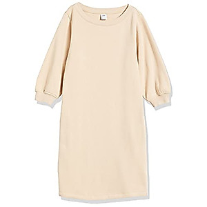 Amazon Essentials Women's Relaxed Fit French Terry Blouson Sleeve Crewneck Sweatshirt Dress (Available in Plus Size), Beige, 4X