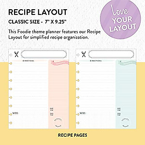 me & my BIG ideas The Happy Planner - Foodie (Recipe Organizer) Theme - 8 Month Undated - Recipe Layout - Holds 160 Recipes, 10 Grocery Lists, 8 Dividers and Quick Cooking Guide - Classic Size