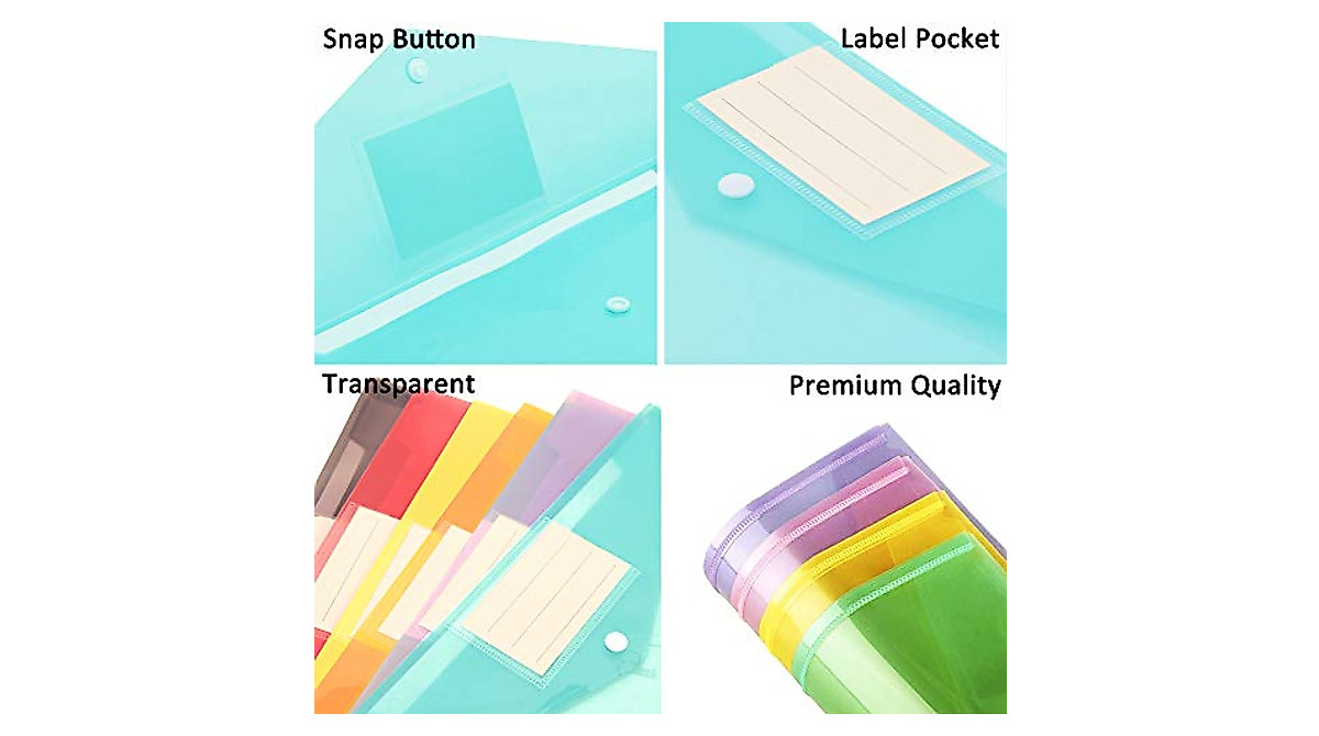 Youngever 21 Pack Plastic Envelopes - Organize with Style