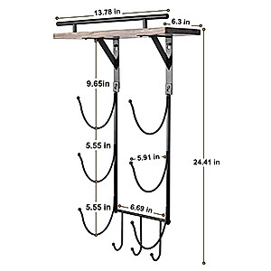 Towel Rack Holder for Bathroom Wall Mounted,Metal Towel Racks with Wooden Shelf and 3 Hooks,Storage Organizer for Bath Towel,Beach Towel,Hand Towel,Washcloth,Small Towel