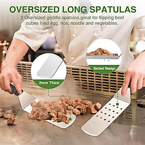 Griddle Accessories Kit, Exclusive Griddle Tools Spatulas Set for Blackstone and Camp Chef-13PCS Flat Top Grill Accessories-Stainless Steel Grill Spatula Kit for Outdoor BBQ Teppanyaki Camping&Cooking