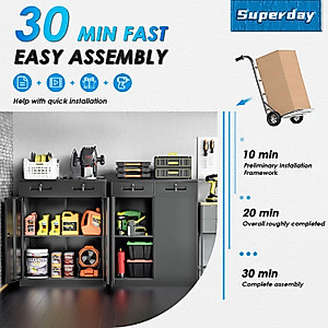 Superday 42" Locking Garage Storage Cabinet with 2 Drawers, Black Lockable Metal Storage Cabinet with 2 Doors and Adjustable Shelves, Tool Cabinet for Home Office, School, Etc