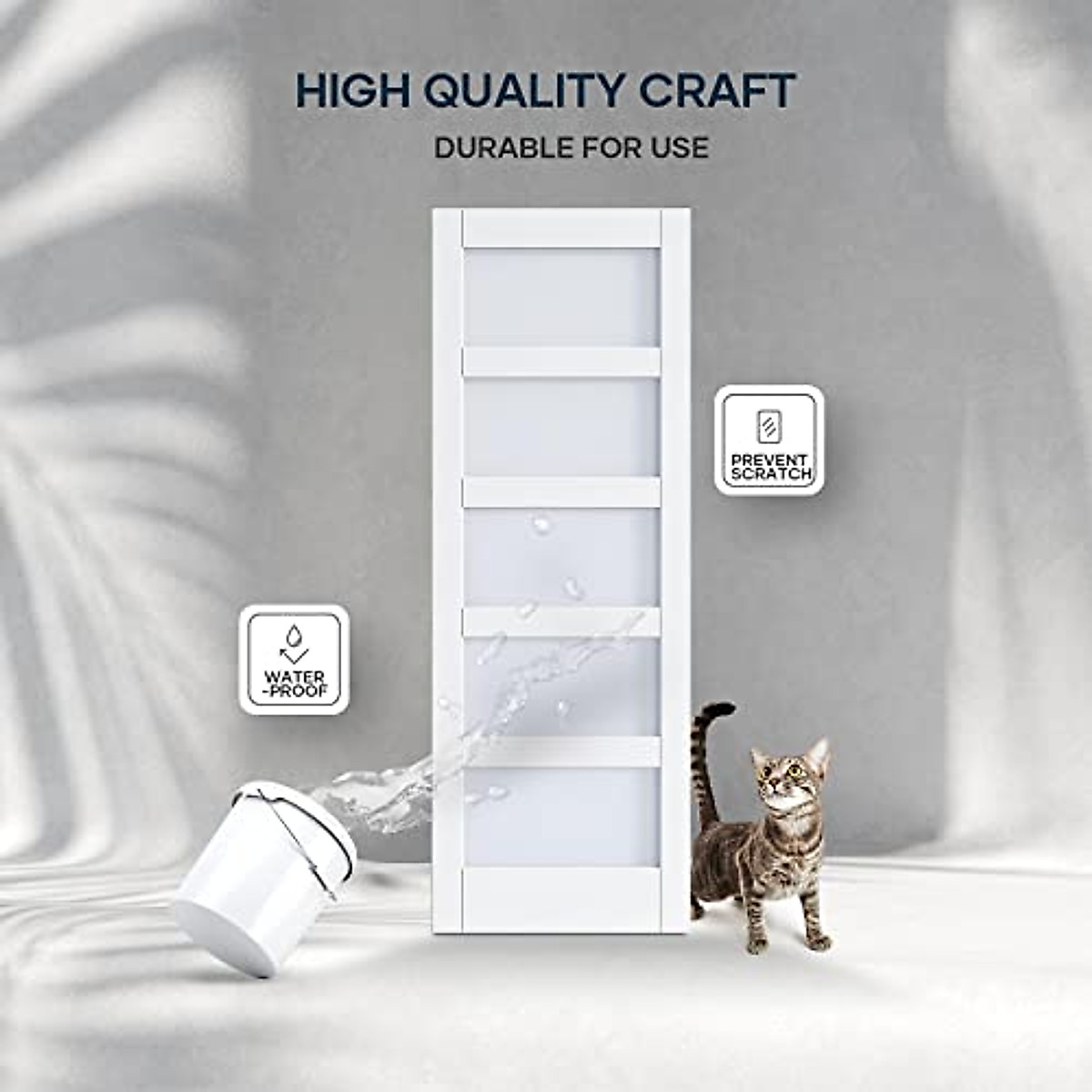 EaseLife 30in x 84in Glass Barn Door,Solid LVL Wood Covered with Water-Proof & Scratch-Resistant PVC Surface,DIY Assembly,5-Panel Glass,White