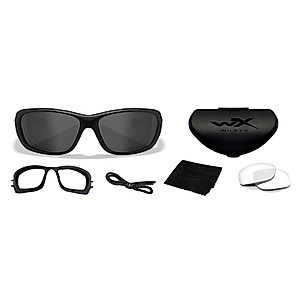 Wiley X WX Gravity Sunglasses, Safety Glasses for Men and Women, UV Eye Protection for Shooting, Fishing, Biking, and Extreme Sports, Matte Black Frames, Smoke Grey Tinted Lenses