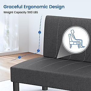 Anranni 41" Mini Couch with USB Charging Port for Bedroom, Mini Futon, Armless Couches Loveseat for Small Spaces Living Room, Seating for Apartment, Office, Dorm, Office, Classroom Furniture