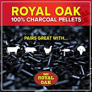 Royal Oak 100 Percent Hardwood Charcoal Pellets for Real BBQ Flavor, Grilling and Smoking, High Heat, Resists Water, Easy to Clean, 30 Pound Bag, Black