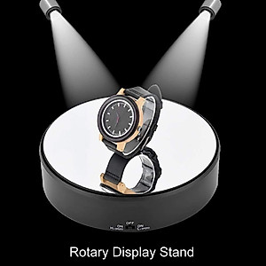 Mirror Surface 360°Rotating Mirrored Display Stand Turntable Show Case for Display Jewelry, Watch, Digital Product,3D and Collectibles 1.5~2KG Load Bearing