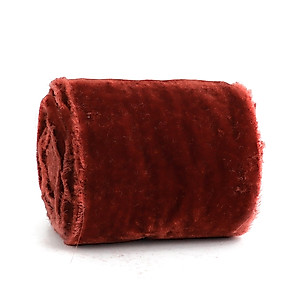 MEEDEE Rust Velvet Ribbon - 3 Inch Fringe, Raw Edge, Silk Velvet for Wreaths, Flower Bouquet, Dress Sash, Baby Shower, Wedding Decor (3 Yards)