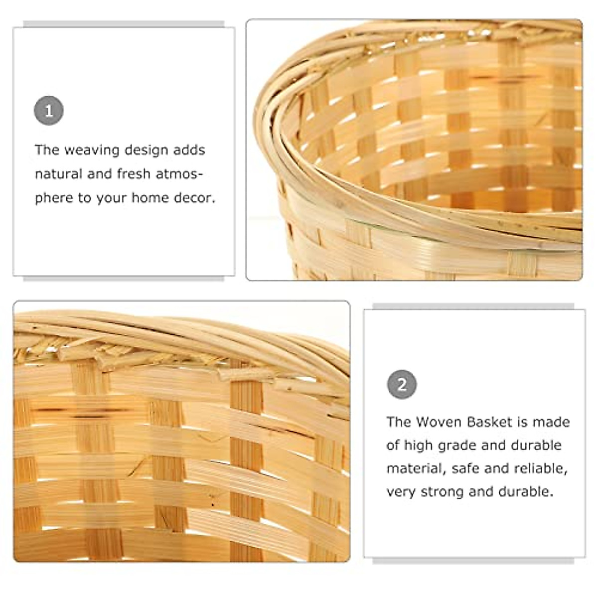 Hemoton Small Woven Basket with Lid Rattan Trash Can Wastebasket Wicker Round Trash Bin Woven Storage Basket Decorative Egg Basket Laundry Hamper Flower Pots Planter Holder