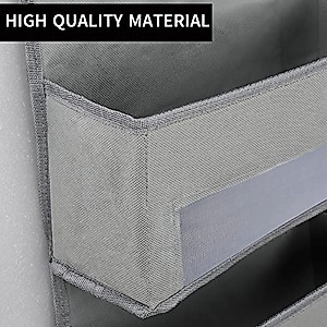 FGSAEOR 5-Shelf Over The Door Hanging Organizer, Closet Organizers and Wall Mount Storage with Clear PVC Window Pocket & 2 Hooks for Nursery Closet Storage, Pantry, Bedroom, Baby Diapers (1Pack-Grey)