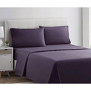 KAYLEN HOME 1800 TC Deep Pocket Full Size Sheets Set up to 16" - Hotel Luxury Extra Soft Brushed Microfiber 4 PC Bed Sheet Set, Eggplant