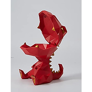 HAUCOZE Candy Dish Cookie Jar Dinosaur Gifts Sculpture Modern Decor Statue Crafts Polyresin Figurine Arts Red 7.1inch