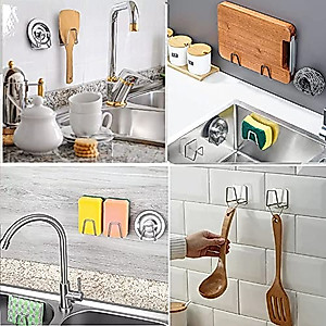 MAXGLAM 4 Pack Adhesive Sponge Holder Sink Organizers Caddy for Kitchen Accessories Quick Drying Mini Size Scrub Sponge Sus304 Stainless Steel Rust Proof Waterproof Save Space of Sink